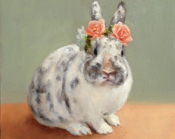 Small Rabbit Bunny Art. Original Oil Painting. Pet Portrait. - Etsy