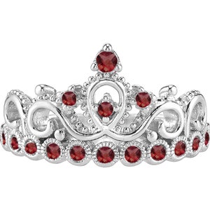 14K Gold Garnet Princess Crown Ring january Birthstone AZDBR5456GENU14K ...