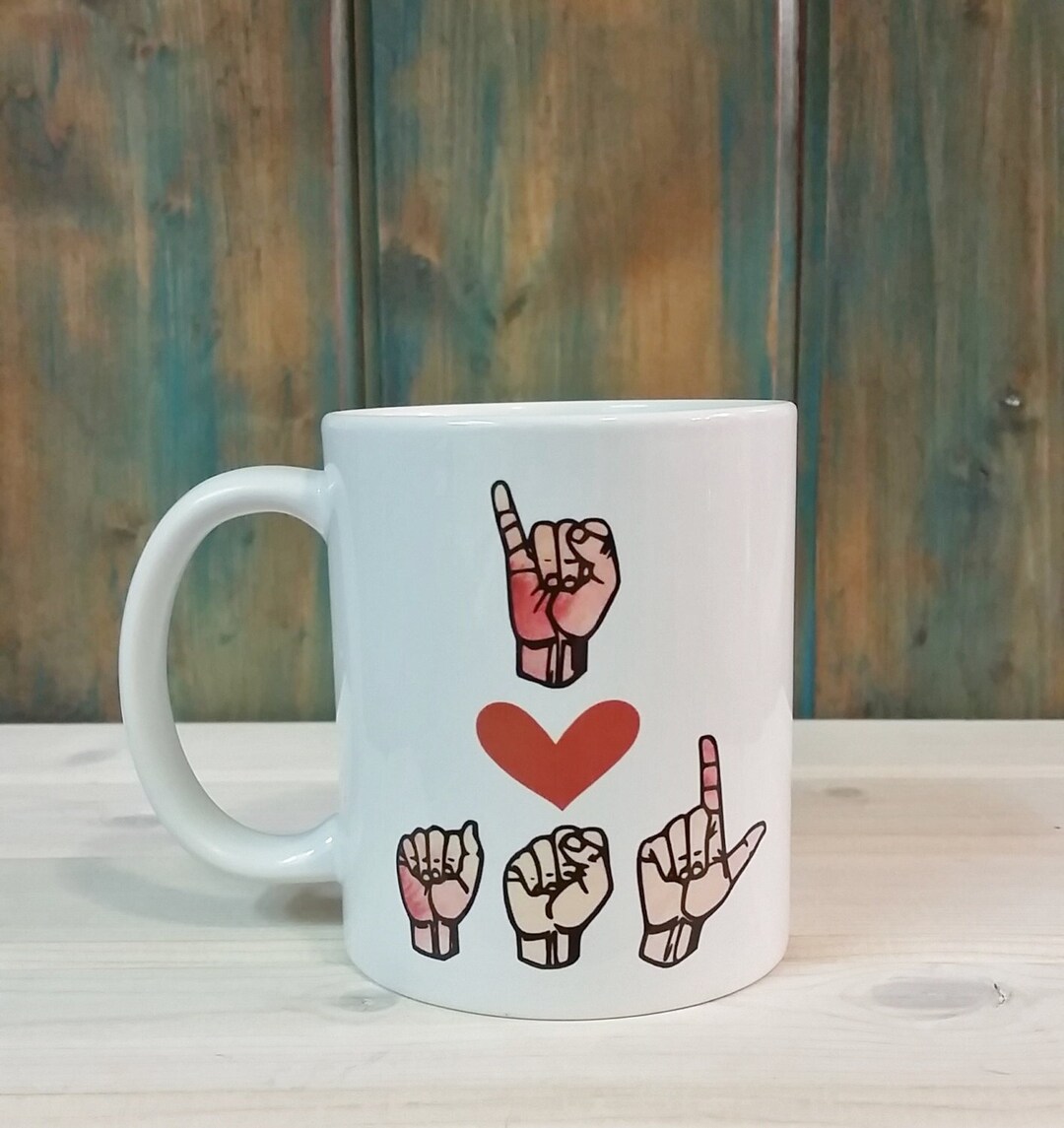 I Love ASL Mug: Watercolor Sign Language Coffee Cup - Etsy