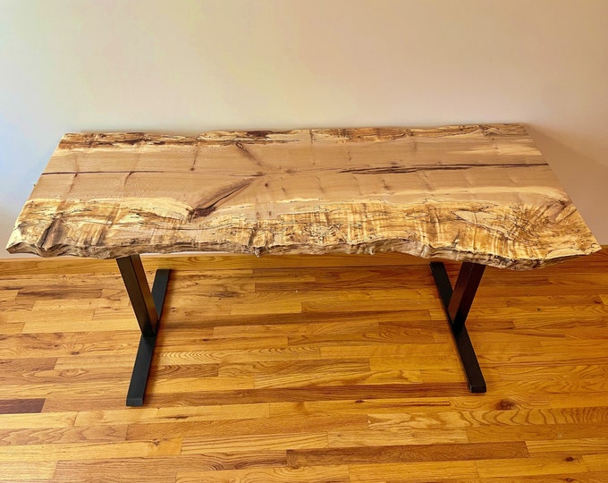 Live Edge Spalted Maple Smart Desk With Sit/stand Base, Studio Desk ...
