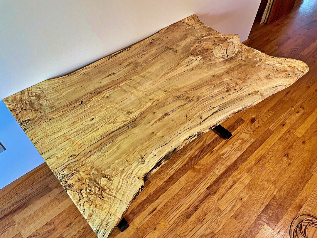 Live Edge Spalted Maple Desk With Uplift Base - Etsy