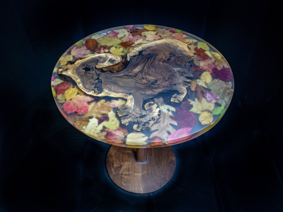 Black Walnut X Fall Foliage Round Table, Display Table, Kitchen Table ...