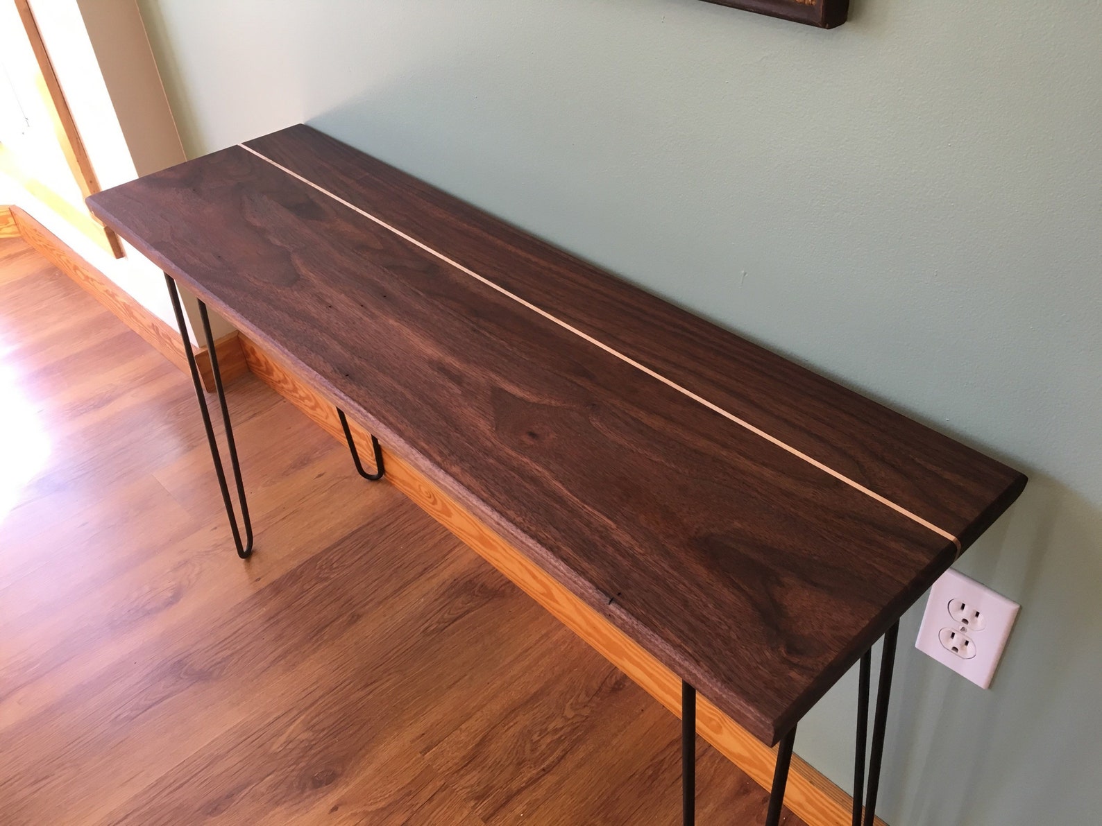 Black Walnut X Curly Maple Console Table, Wood Hall Table, Custom ...