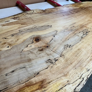 Custom Live Edge Spalted Maple Standing Desk, Solid Wood Slab Desk ...