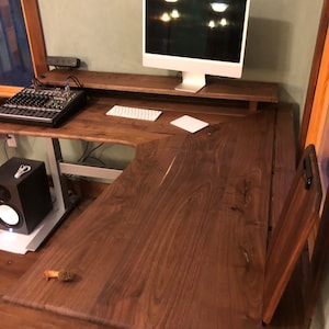 Custom Black Walnut Corner L Desk, Studio Desk, Recording Desk ...