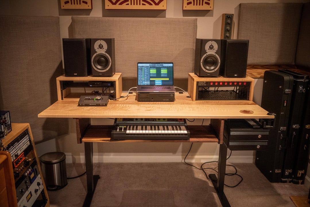 Custom Curly Maple Music Studio Desk, Recording Desk, Executive Desk ...