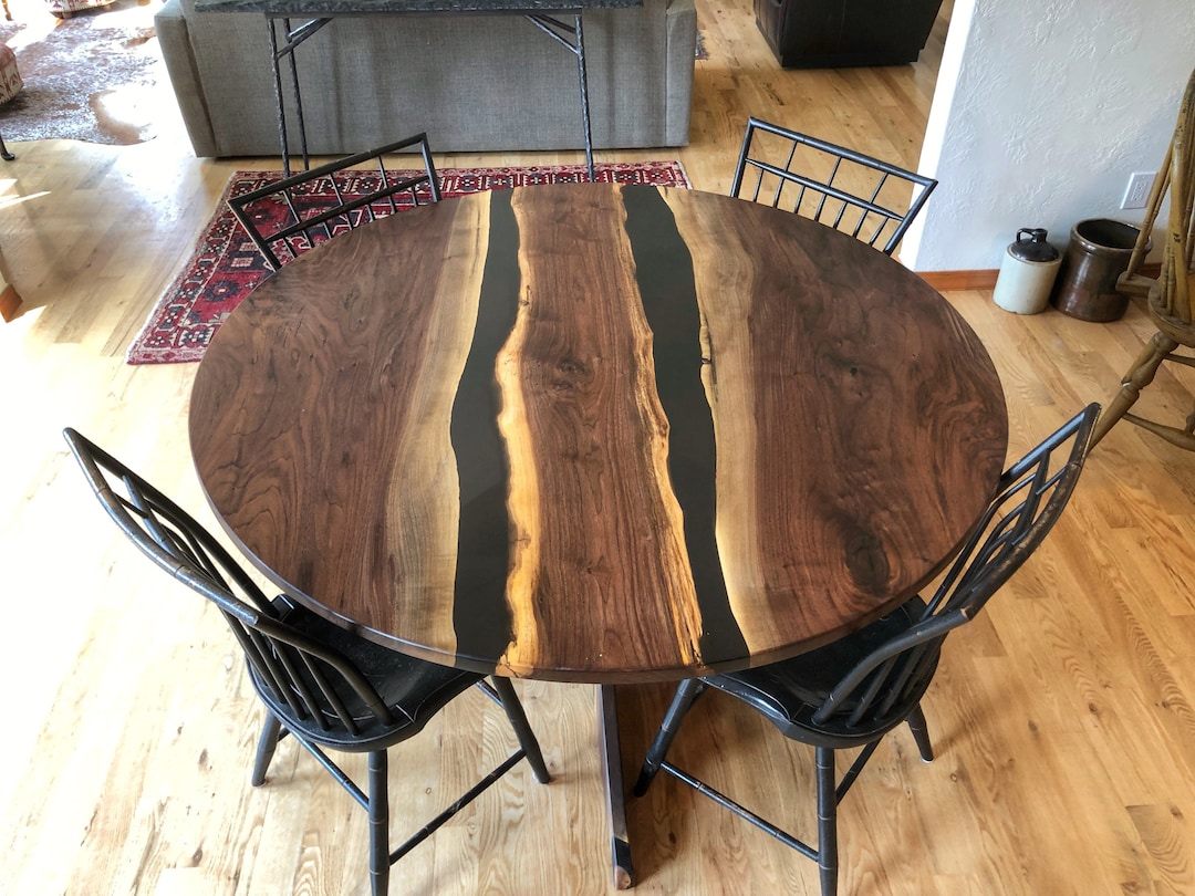 Round Live Edge River Kitchen Table, Round Dining Table, Round River ...