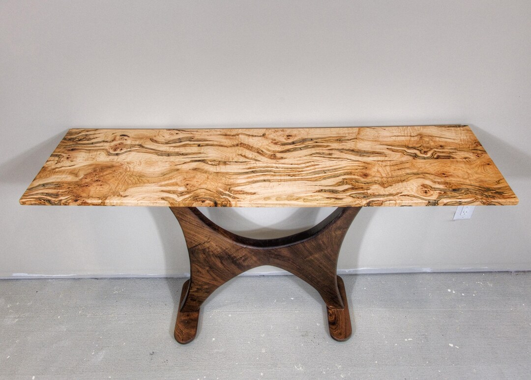 Burled Ambrosia Maple Entryway Table W/ Black Walnut Base - Etsy