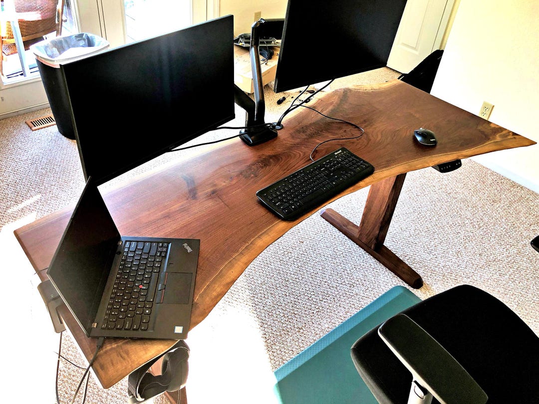 Custom Live Edge Walnut Electric Standing Desk, Handmade and Custom ...