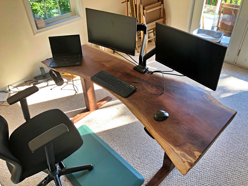 Custom Live Edge Walnut Electric Standing Desk, Handmade and Custom ...