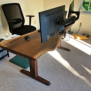 Custom Live Edge Walnut Electric Standing Desk, Custom Office Desk ...