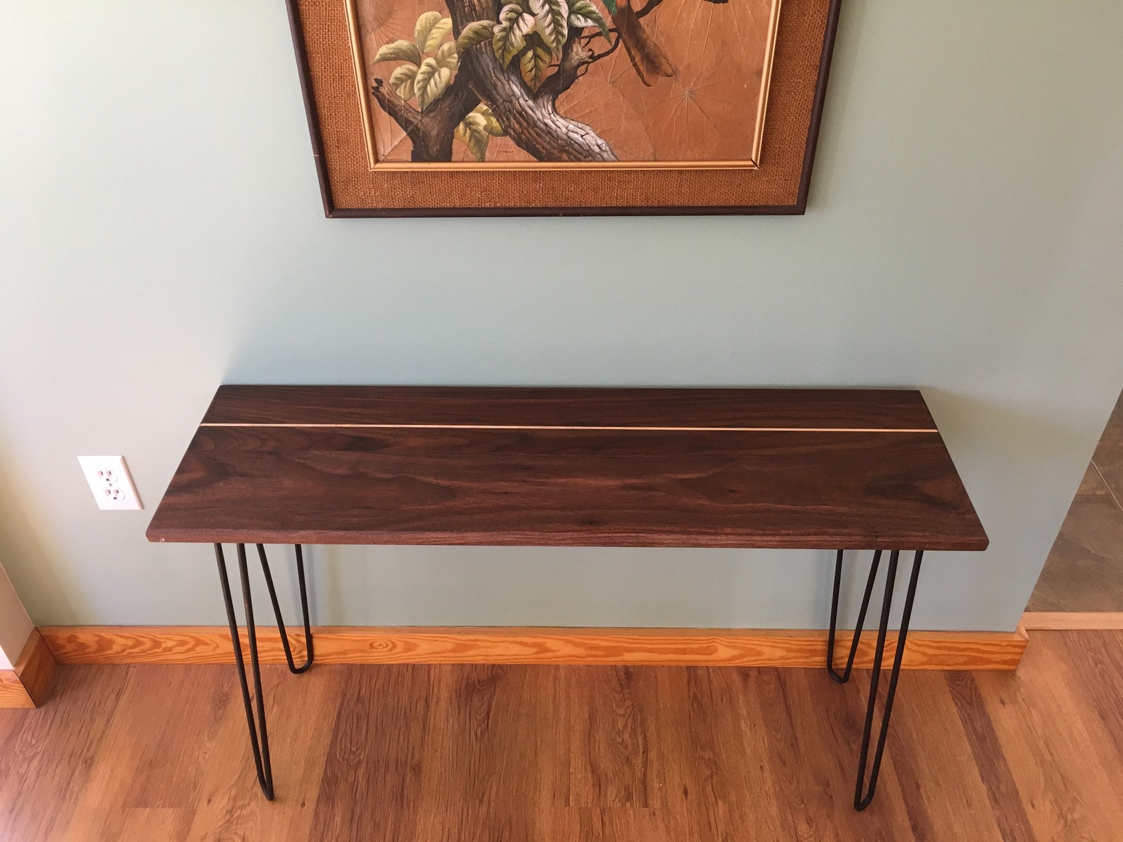 Black Walnut X Curly Maple Console Table, Wood Hall Table, Custom ...