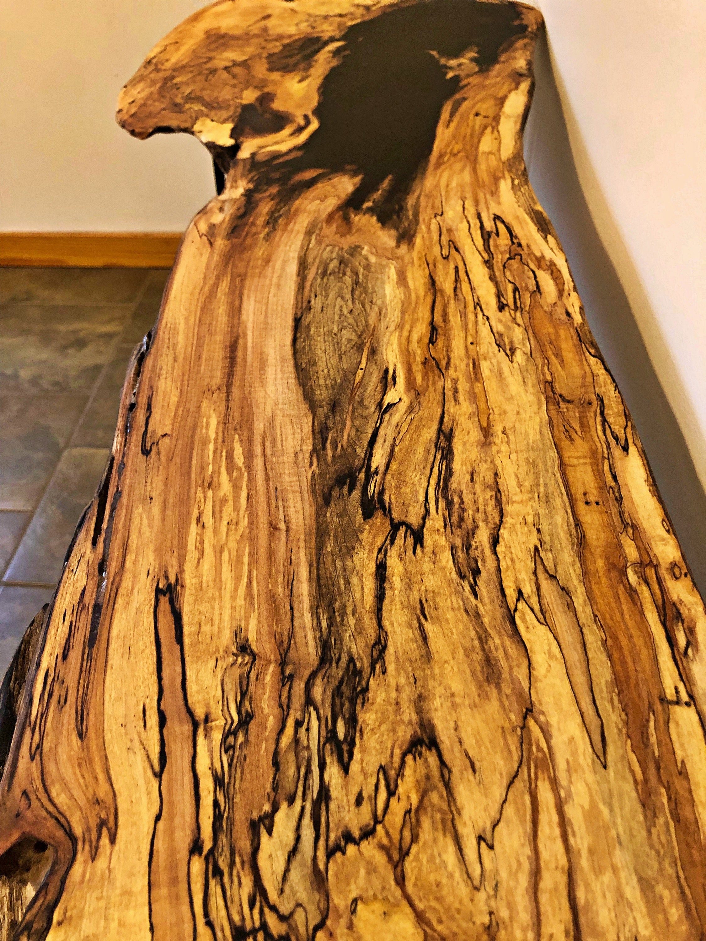Unique Spalted Maple Live Edge Table W/ Deep Black Resin Live | Etsy