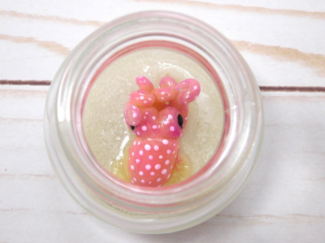 Unique Miniature Squid Sculpture in Glass Jar: Whimsical Desk Companion ...