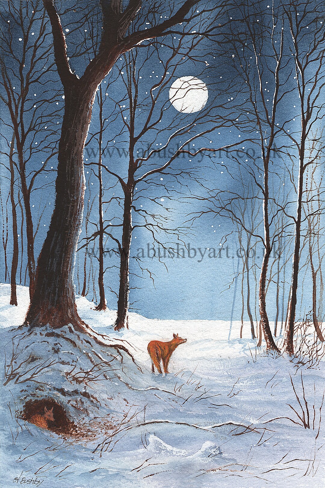 Fox in Moonlight, Fox Print, Midnight Stroll - Etsy