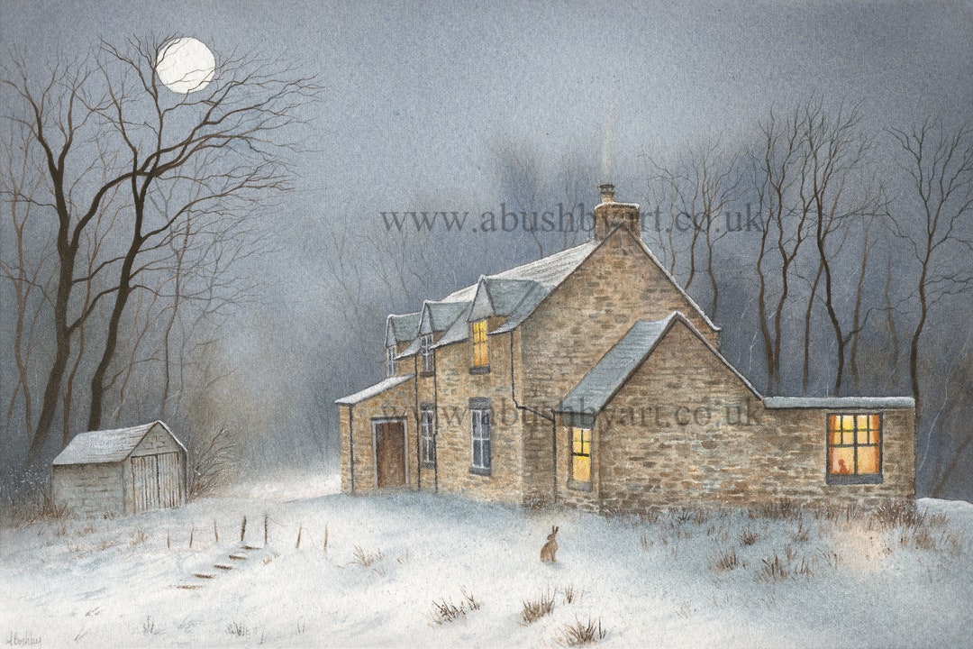 Working Late, Hare in Moonlight. Print - Etsy