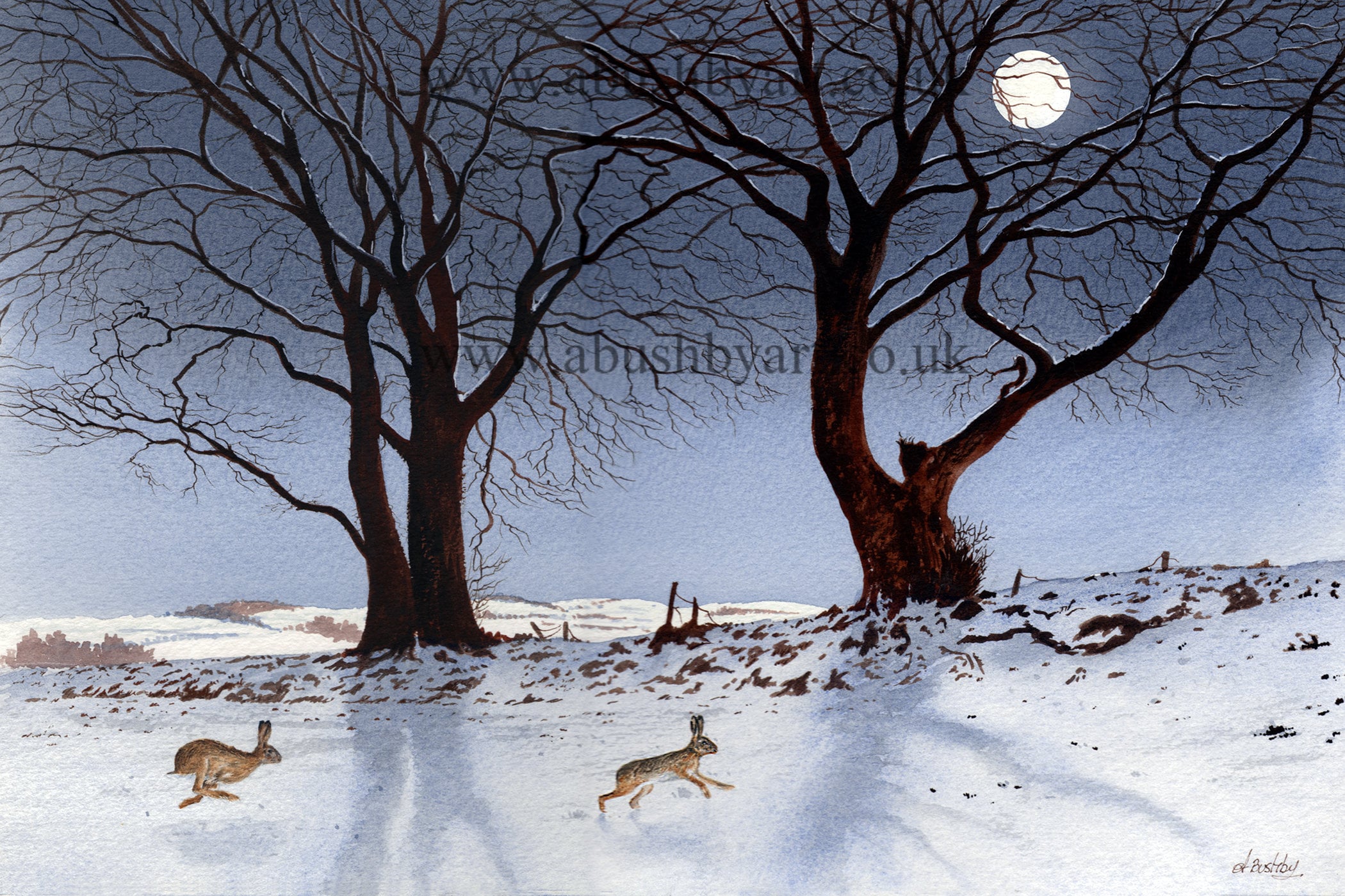 Hares in the Moonlight, Time We Got Home, Animal Art Print,hare Art ...