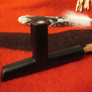 Native American Black Pipestone Peace Pipe Plains Sacred 24” Steatite ...