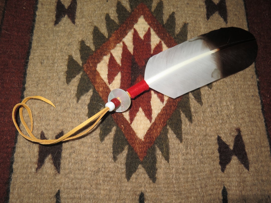 Golden Eagle Feather Hair Feathers Tie, Hand-painted Native American ...