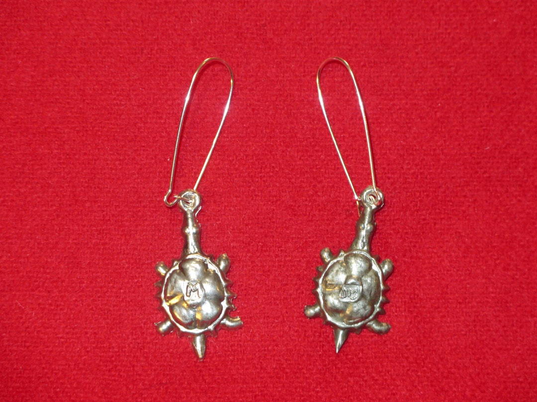 Native American Jewelry Early Design Turtle Earring Trade Silver (lead ...