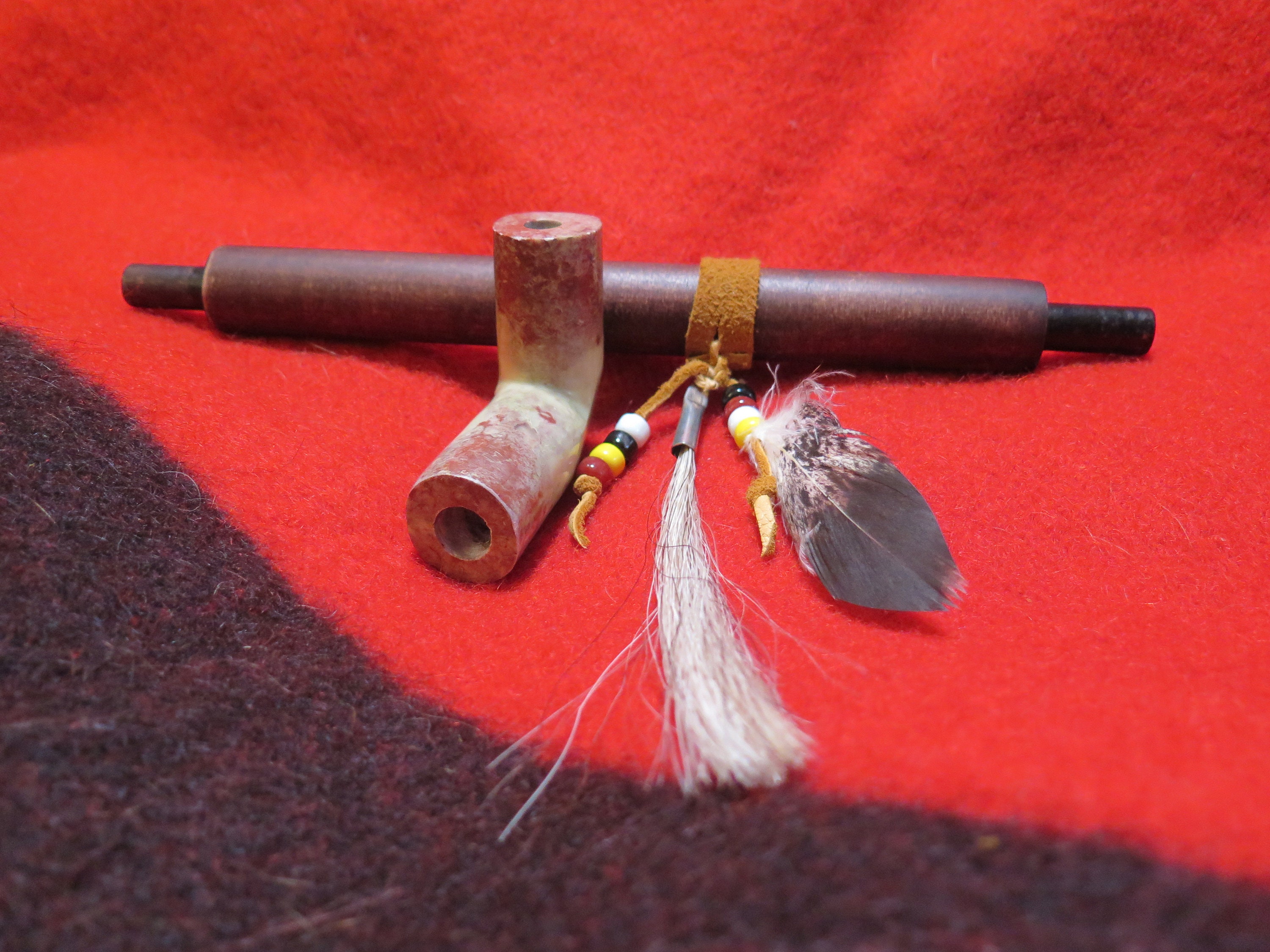 SALE Native American Plains Peace Pipe And Stem Handcrafted Personal sale-native-american-plains-peace-pipe-and-stem-handcrafted-personal