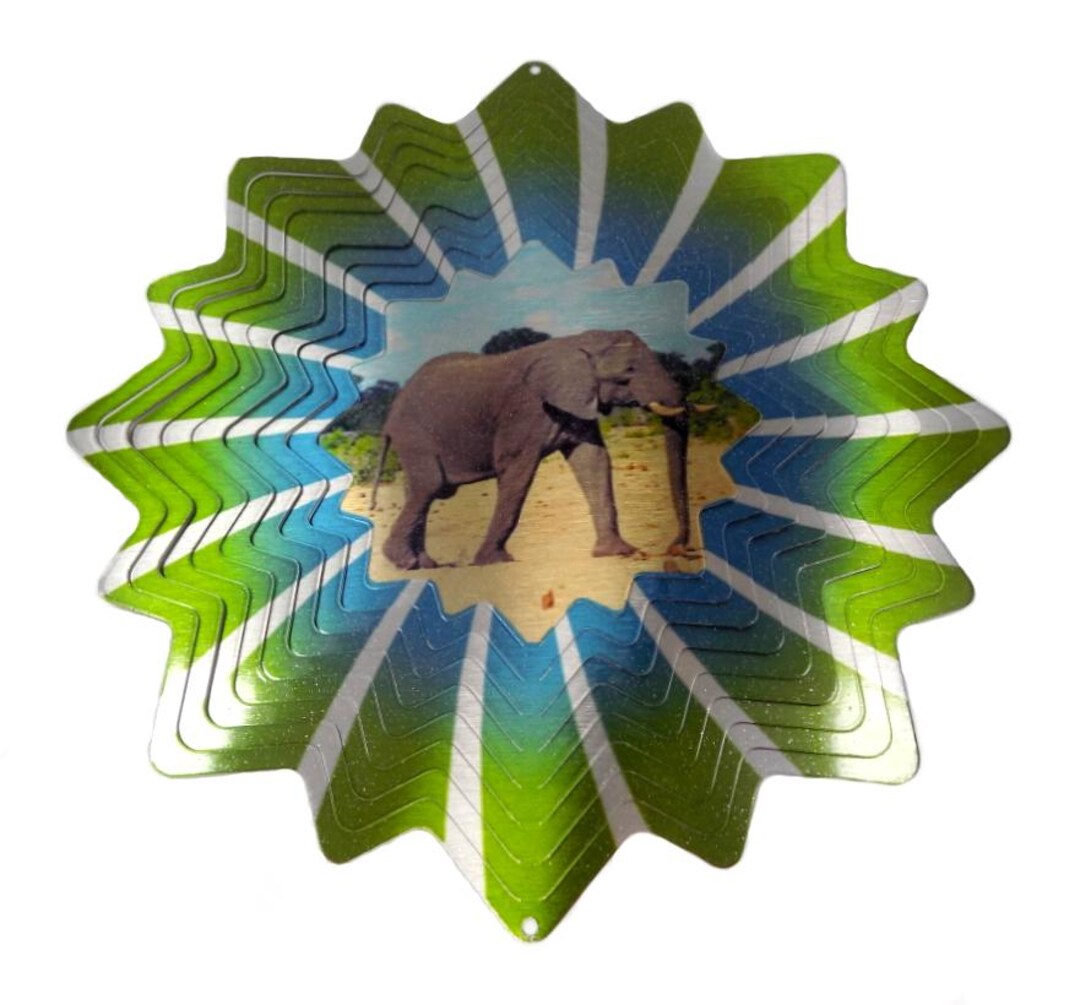 3D Elephant Wind Spinner: Stainless Steel Kinetic Art With Optional K9 ...