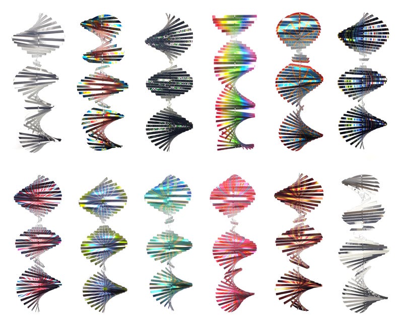 SS 3D Wind Spinner Helix Twister Stainless-steel 6.5"x18" Multicolored ...