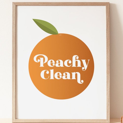 Peach Bathroom Art Peachy Clean Peach Decor Peach Print | Etsy