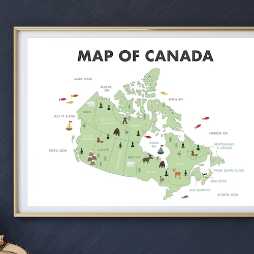 Illustrated Map of Canada Poster - Etsy Canada
