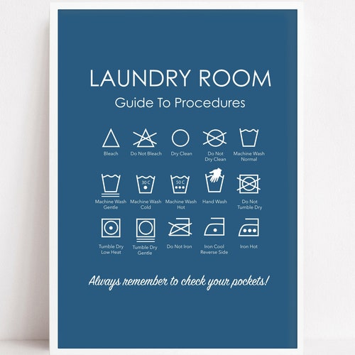 Laundry Symbols Print Laundry Room Art Laundry Instructions - Etsy