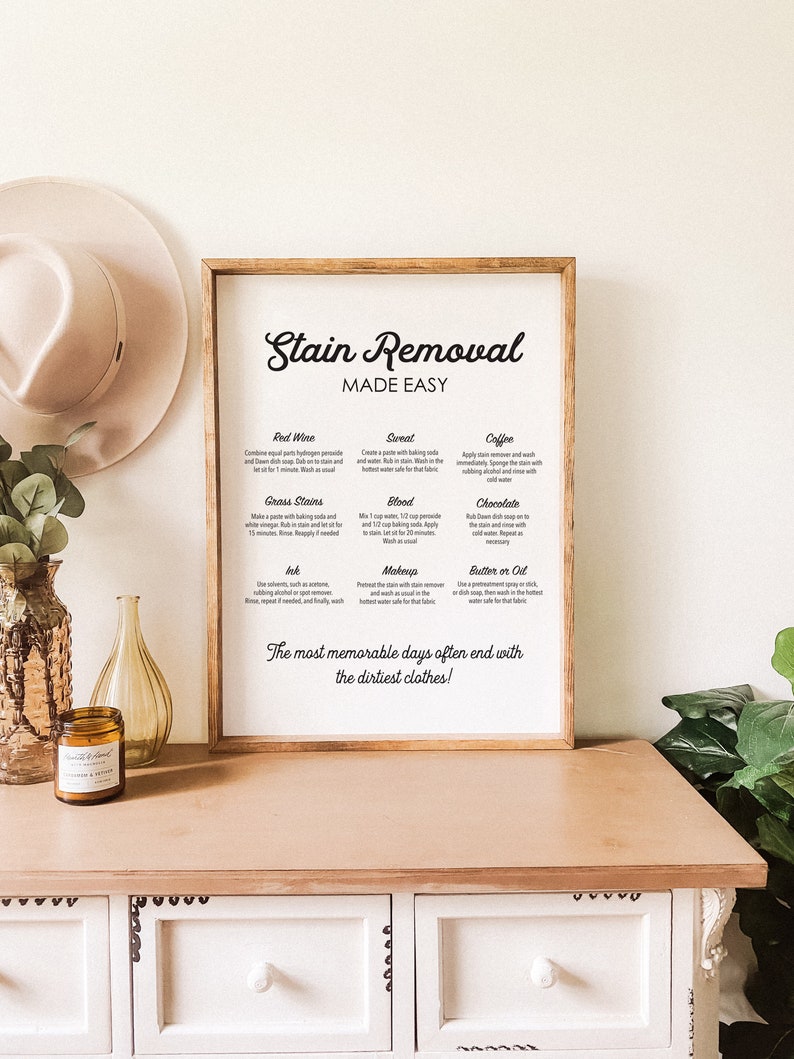 Stain Removal Print Laundry Room Art Laundry Room Sign - Etsy
