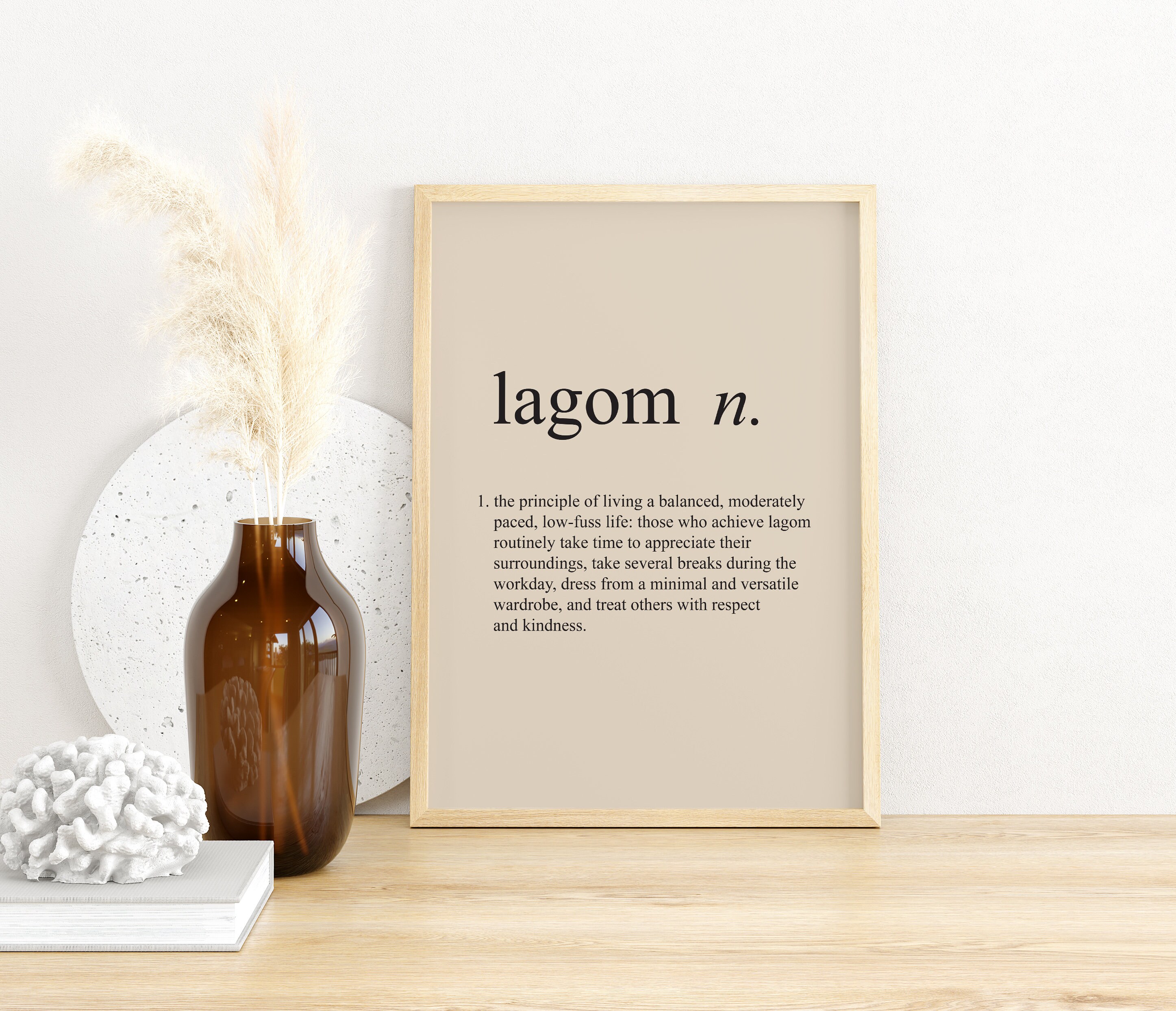 Lagom Print Scandinavian Art Lagom Definition Swedish Art | Etsy