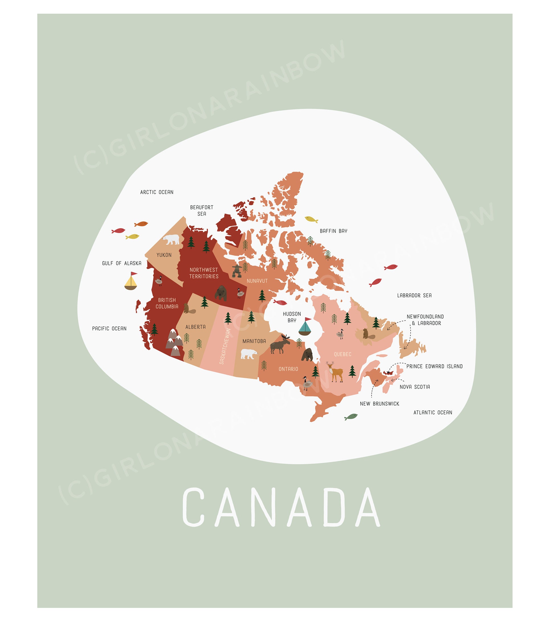 Canada Map Travel Poster Map Poster Canada Print - Etsy Canada