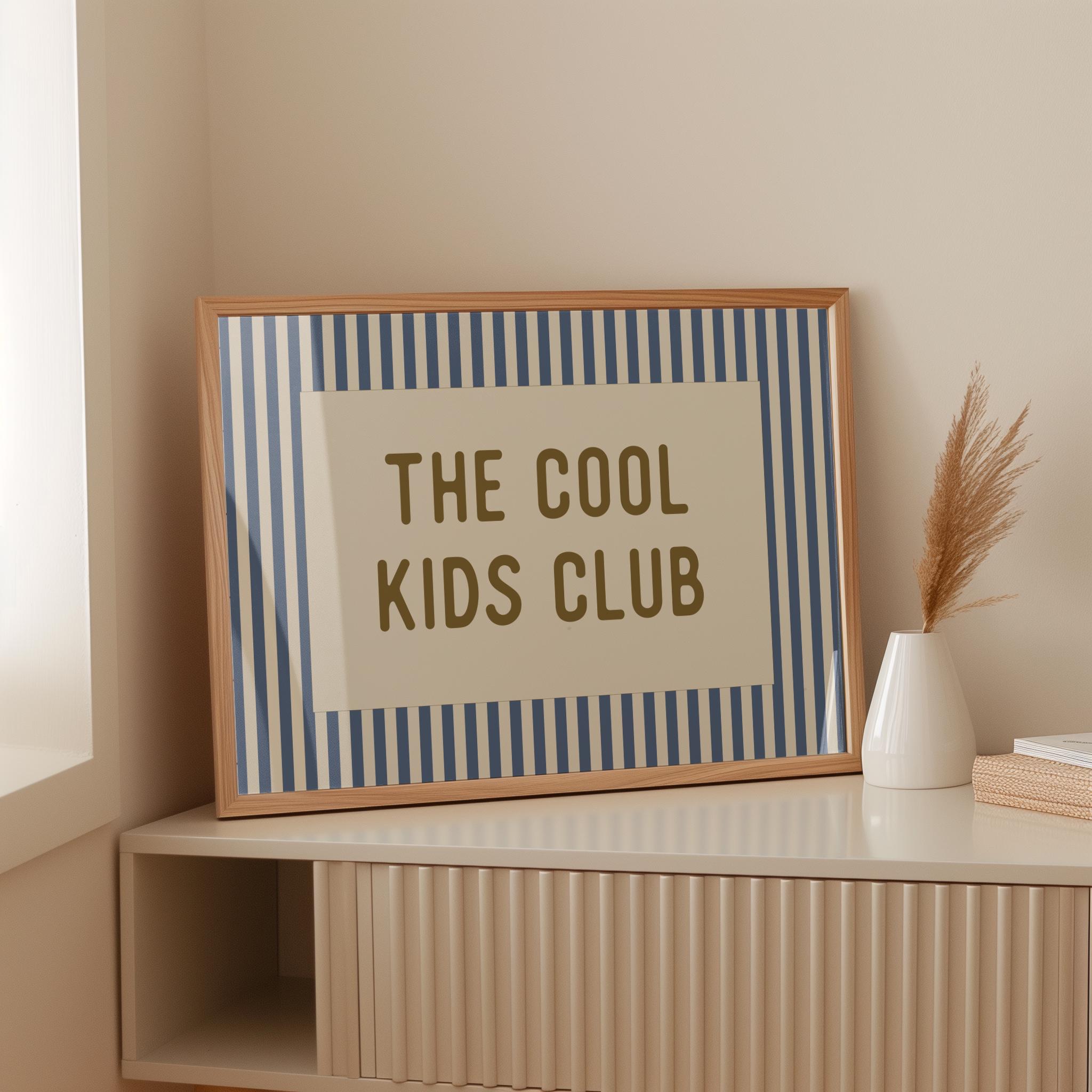 Cool Kids Club Sign Striped Wall Art for Kids Room Decor Modern Nursery ...
