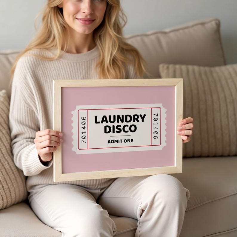 Trendy Laundry Room Wall Art Funny Laundry Sign Disco Print Retro ...