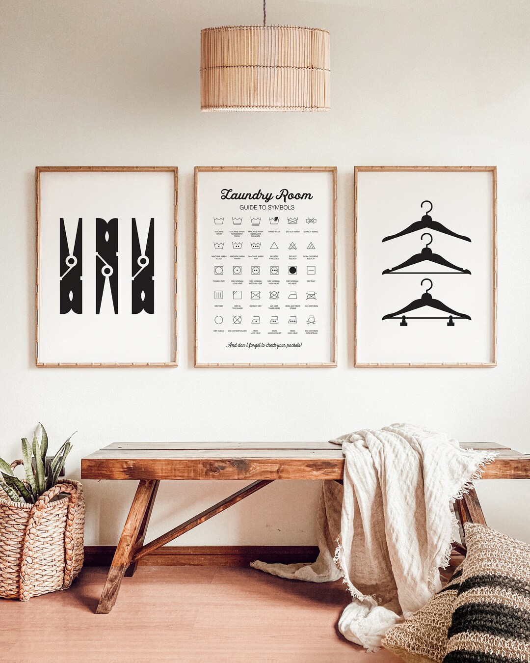 Laundry Room Art, Set of Three Prints, Laundry Symbols, Vintage Laundry ...