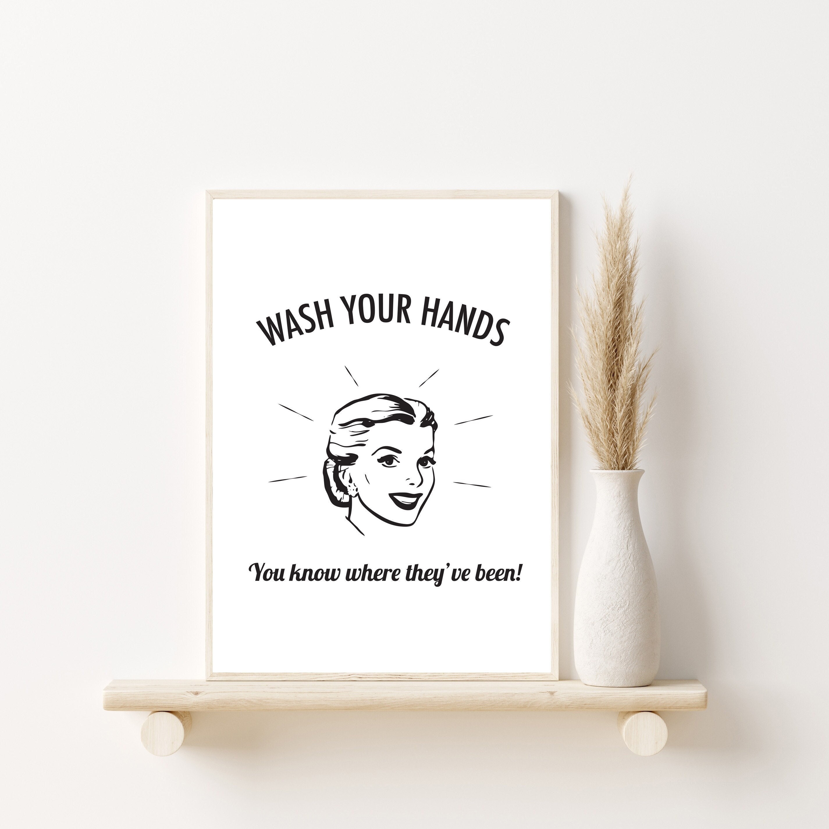 Wash Your Hands Retro Bathroom Art 50s Art Bathroom Sign - Etsy Canada