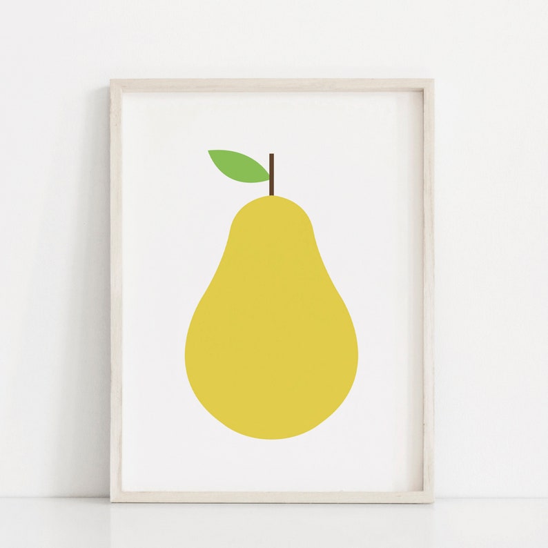 Pear Print Pear Art Print Kitchen Art Yellow Pear Fruit - Etsy