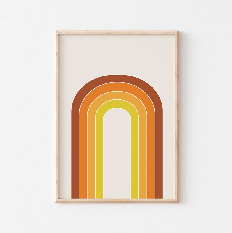 70s Art 70s Rainbow 70s Decor Retro Art Geometric Rainbow - Etsy
