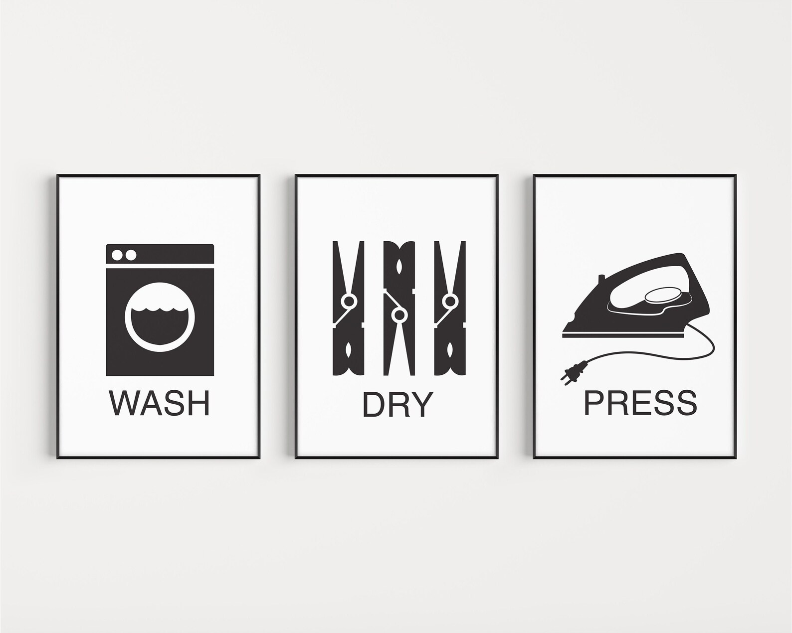 Laundry Prints Wash Dry Press Laundry Room Decor Laundry - Etsy