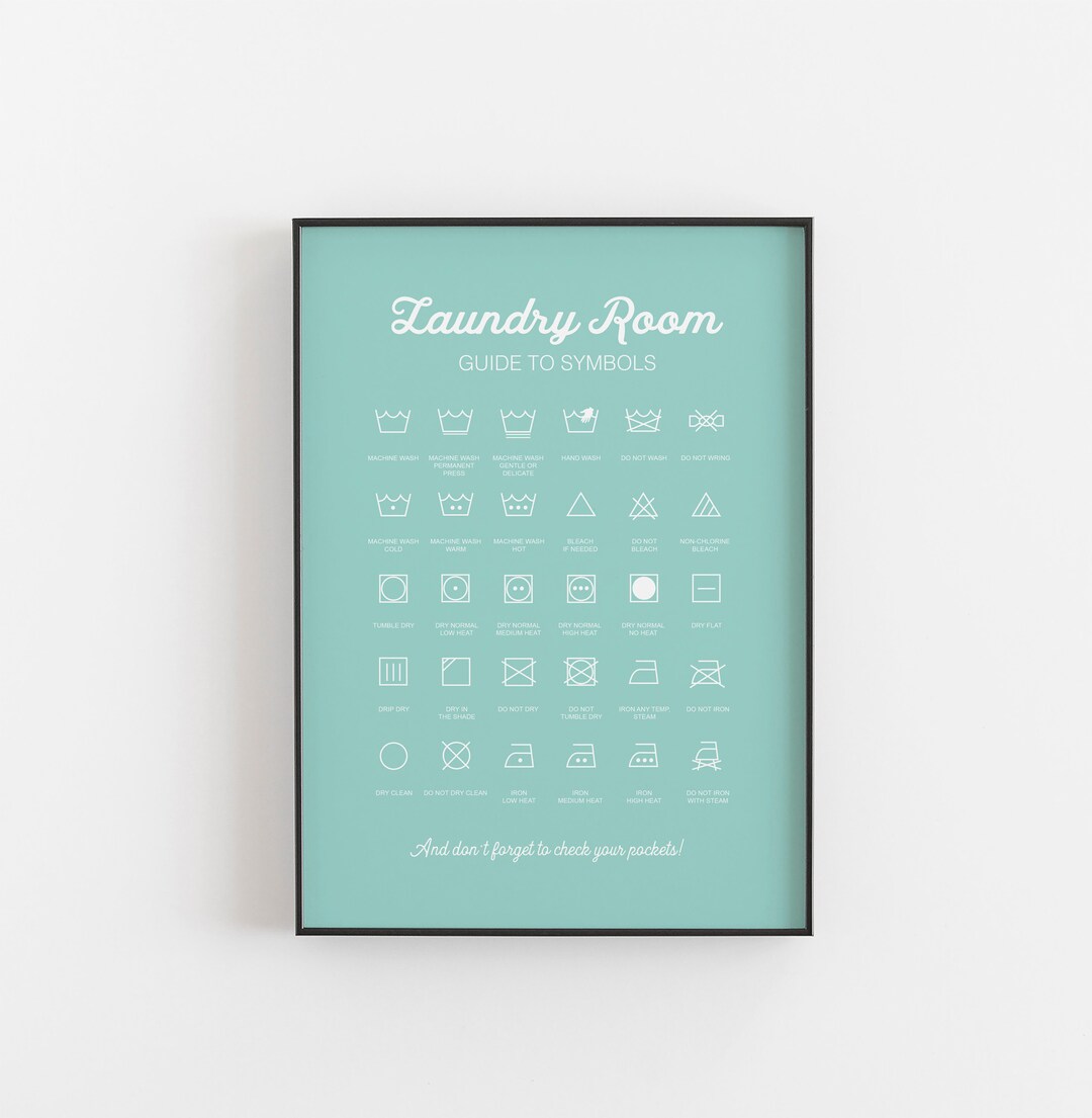 Laundry Symbols Print, Laundry Instructions, Washing Instructions ...