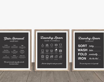 Laundry Symbols Guide Calligraphy Art Housewarming Gift