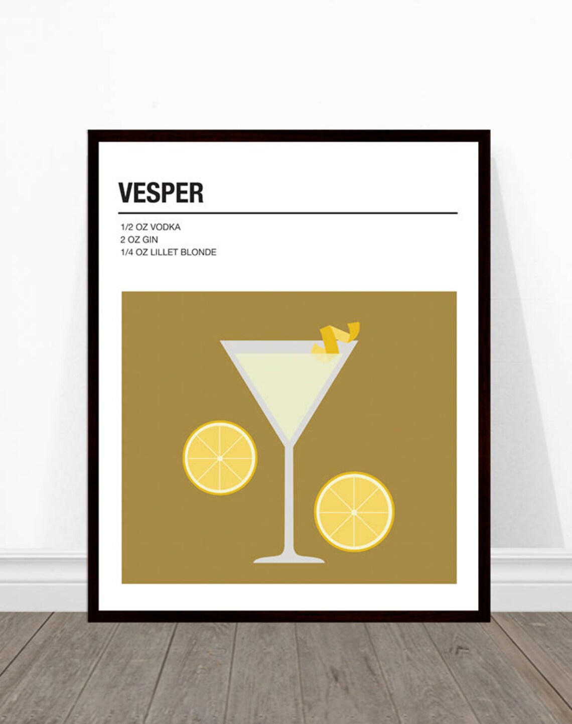 Vesper Print Vintage Cocktail Print Cocktail Recipe Art - Etsy