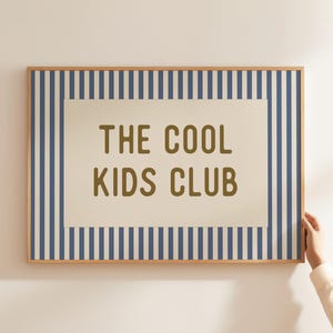 Cool Kids Club Sign Striped Wall Art for Kids Room Decor Modern Nursery ...