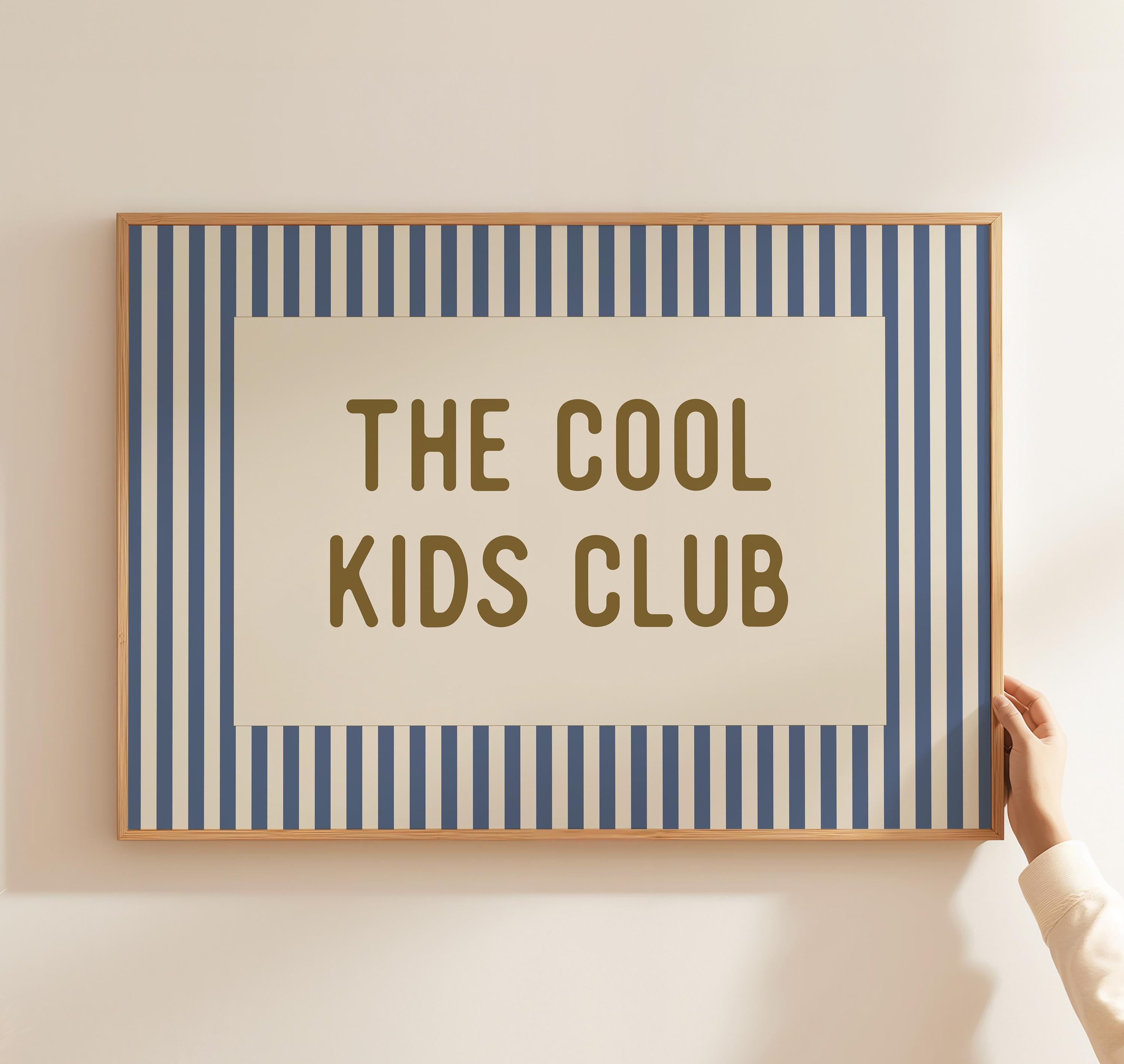 Cool Kids Club Sign Striped Wall Art for Kids Room Decor Modern Nursery ...