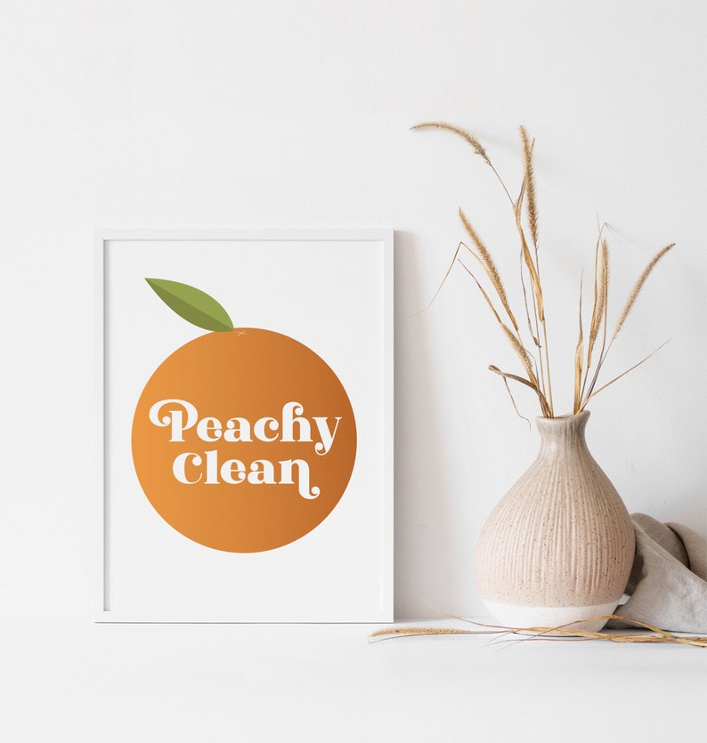Peach Bathroom Art Peachy Clean Peach Decor Peach Print | Etsy