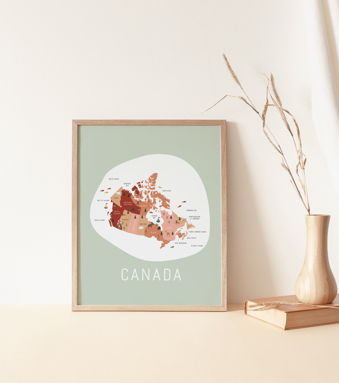 Canada Map Travel Poster Map Poster Canada Print - Etsy
