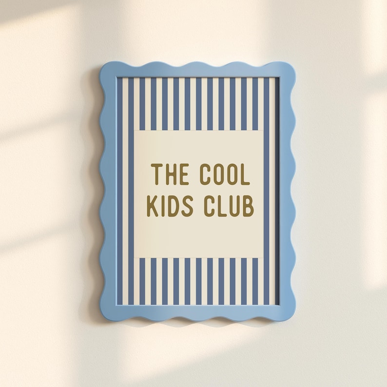 Cool Kids Club Print Striped Wall Art for Kids Room Decor Modern ...