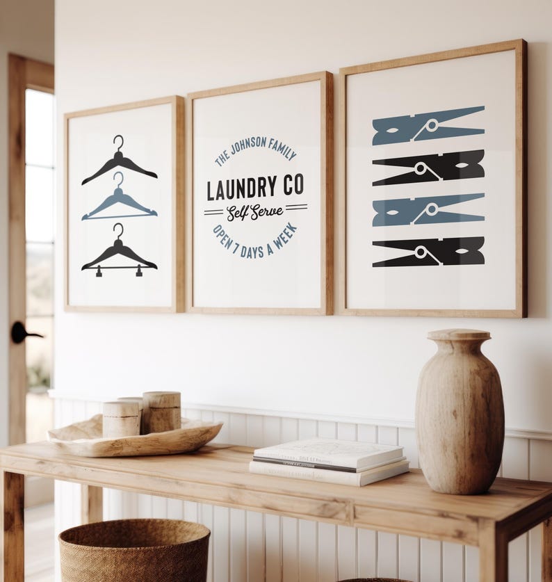 Laundry Room Prints Personalized Laundry Sign Set of 3 Custom Laundry ...