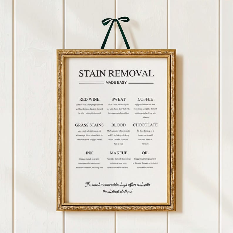 Laundry Stain Removal Guide Laundry Room Wall Art Modern Farmhouse ...